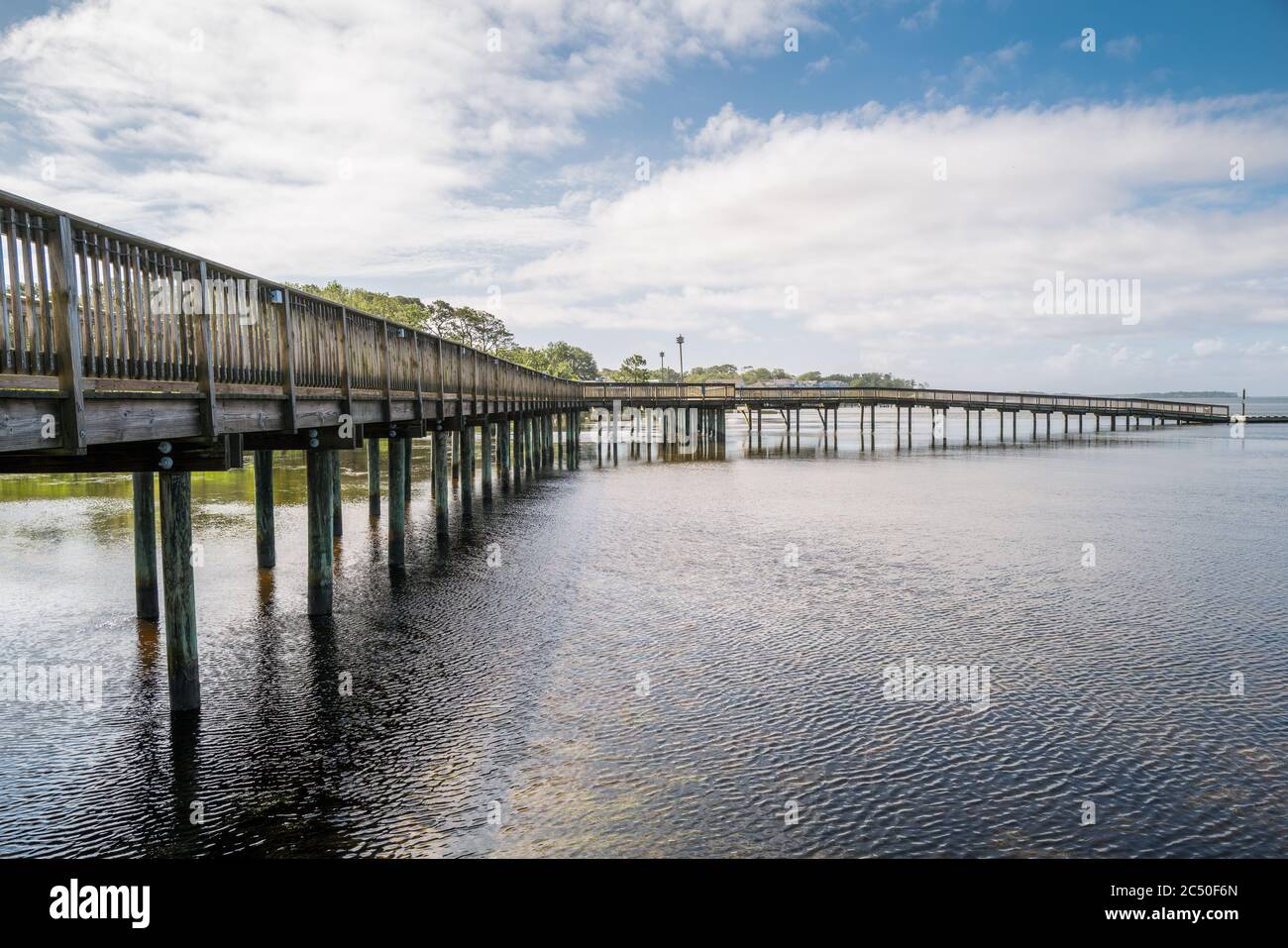 A sun drenched photo of the boardwalk along Currituck Sound in Duck ...