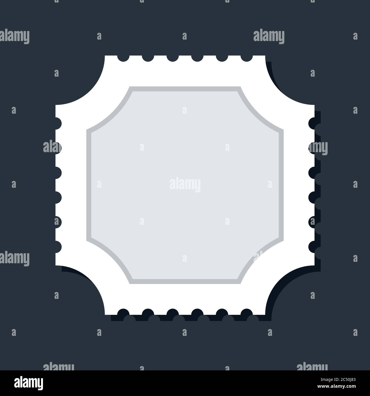 Blank white paper postage stamp. Recolorable shape isolated from ...