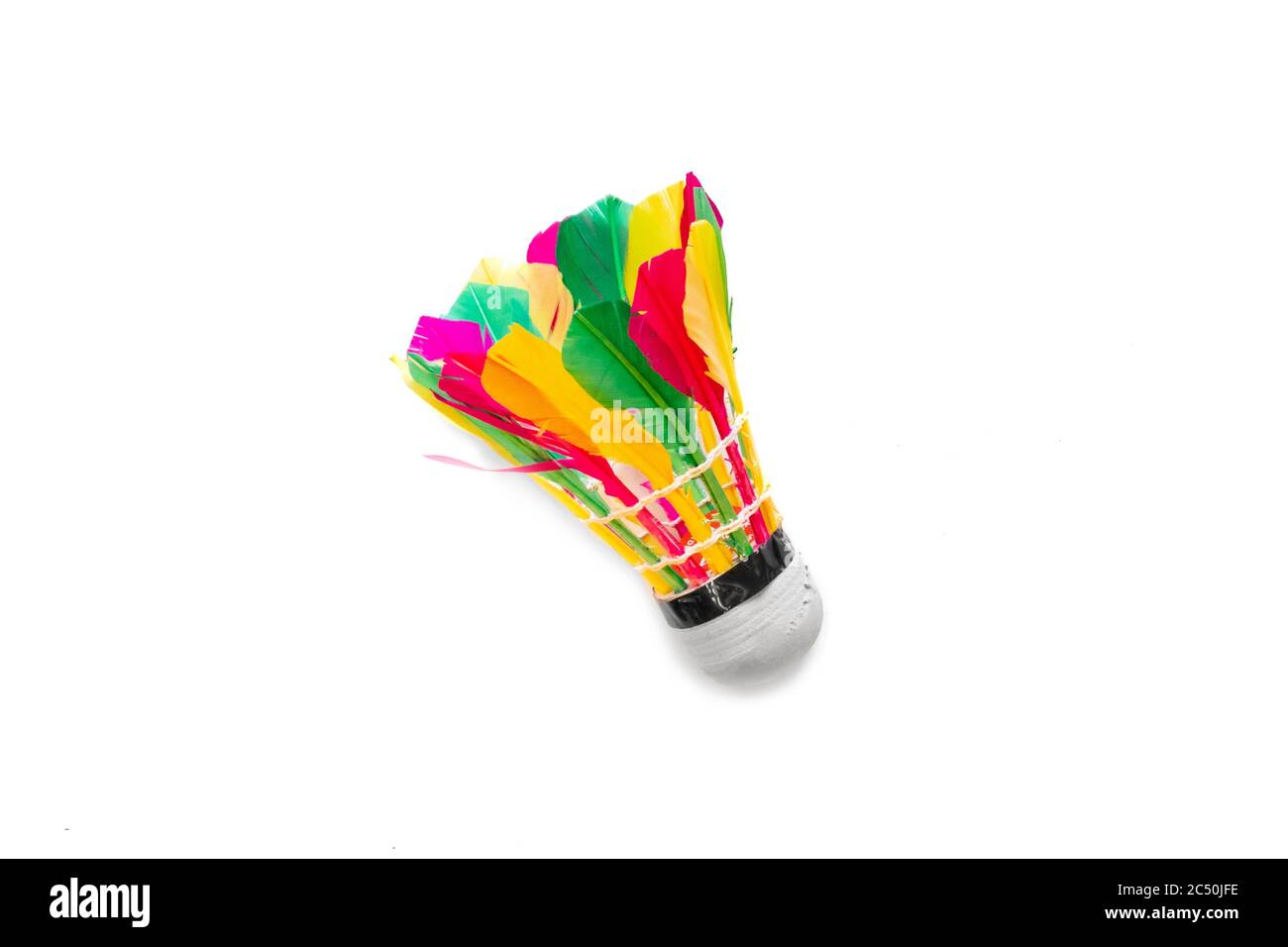 Bright colourful shuttercock for badminton isolated on white background ...