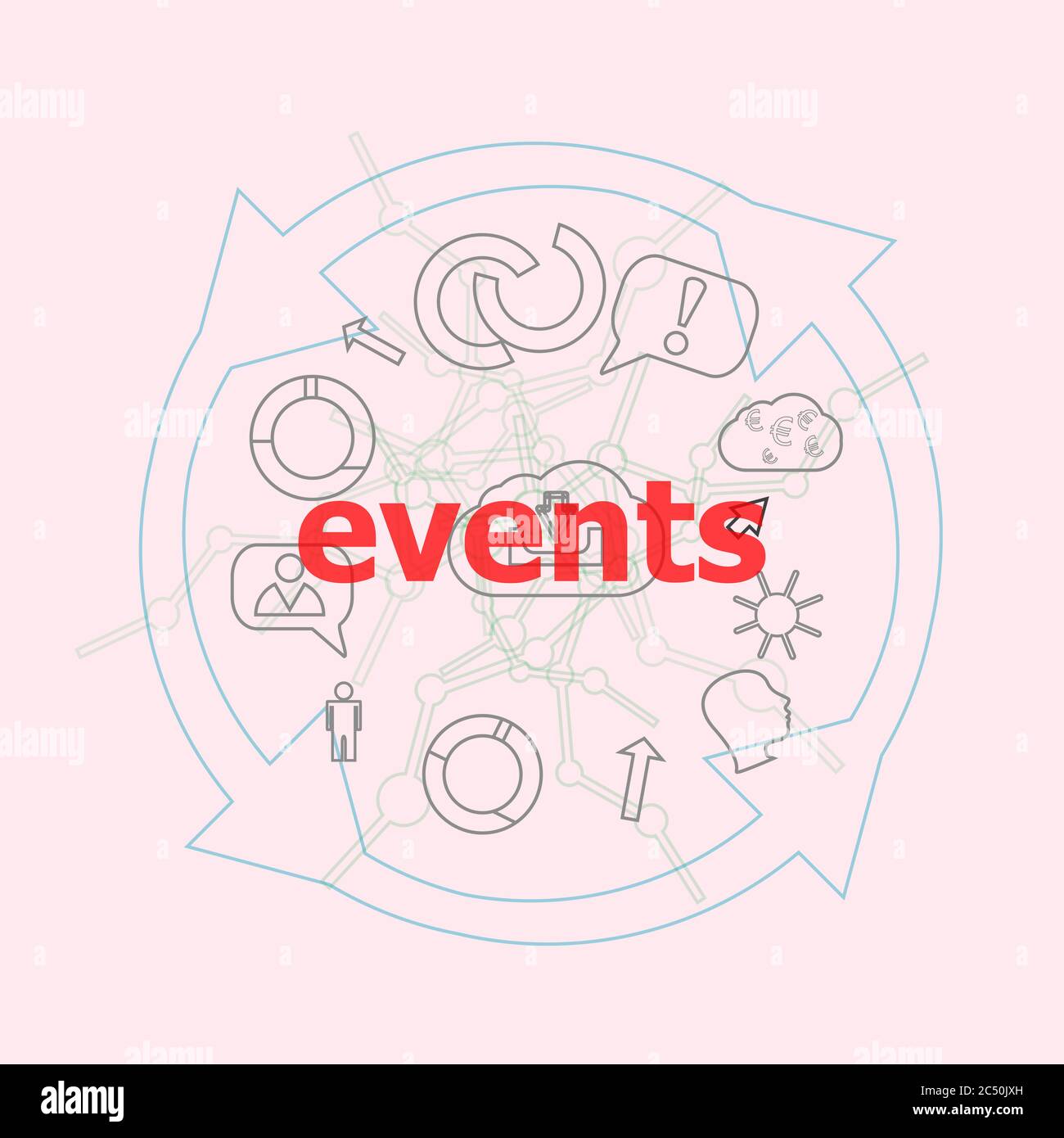 Text Events. Holiday concept . Flat outline linear Infographic Stock ...