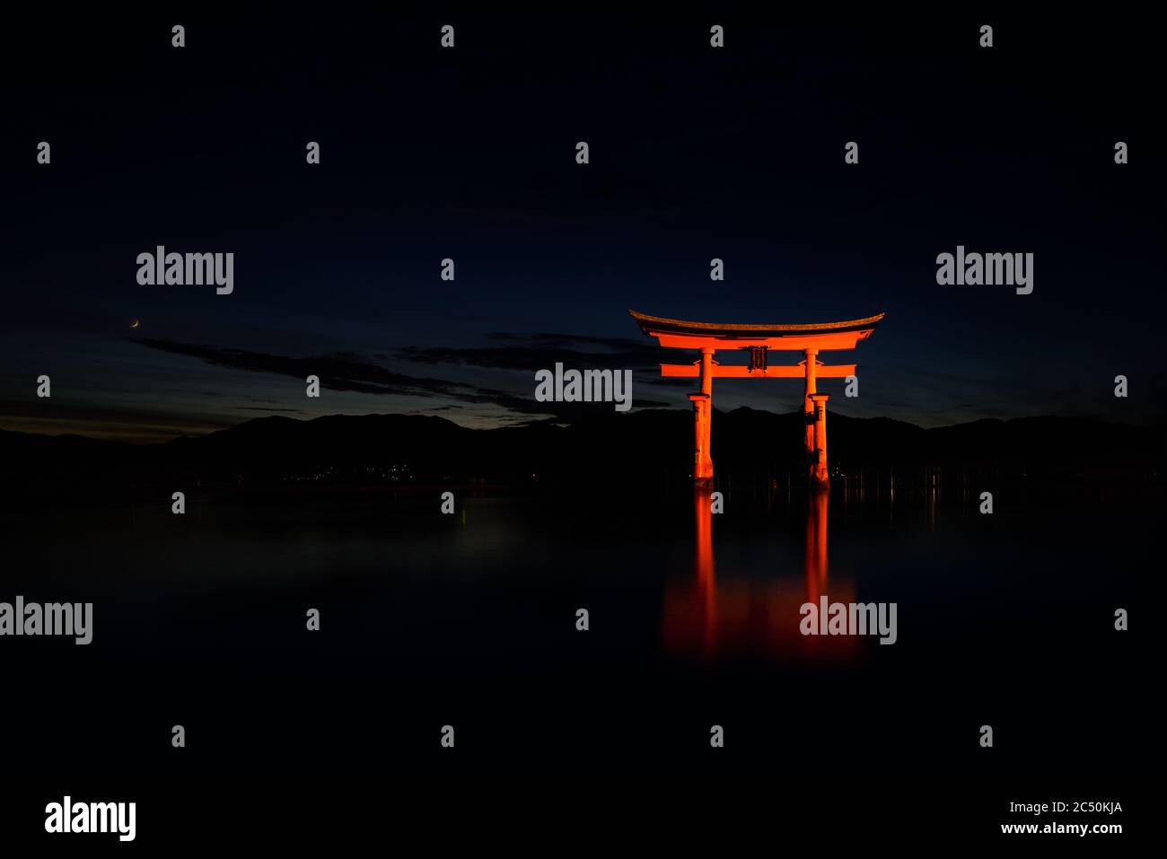 Great torii of Miyajima at night, near Hiroshima, Japan Stock Photo - Alamy