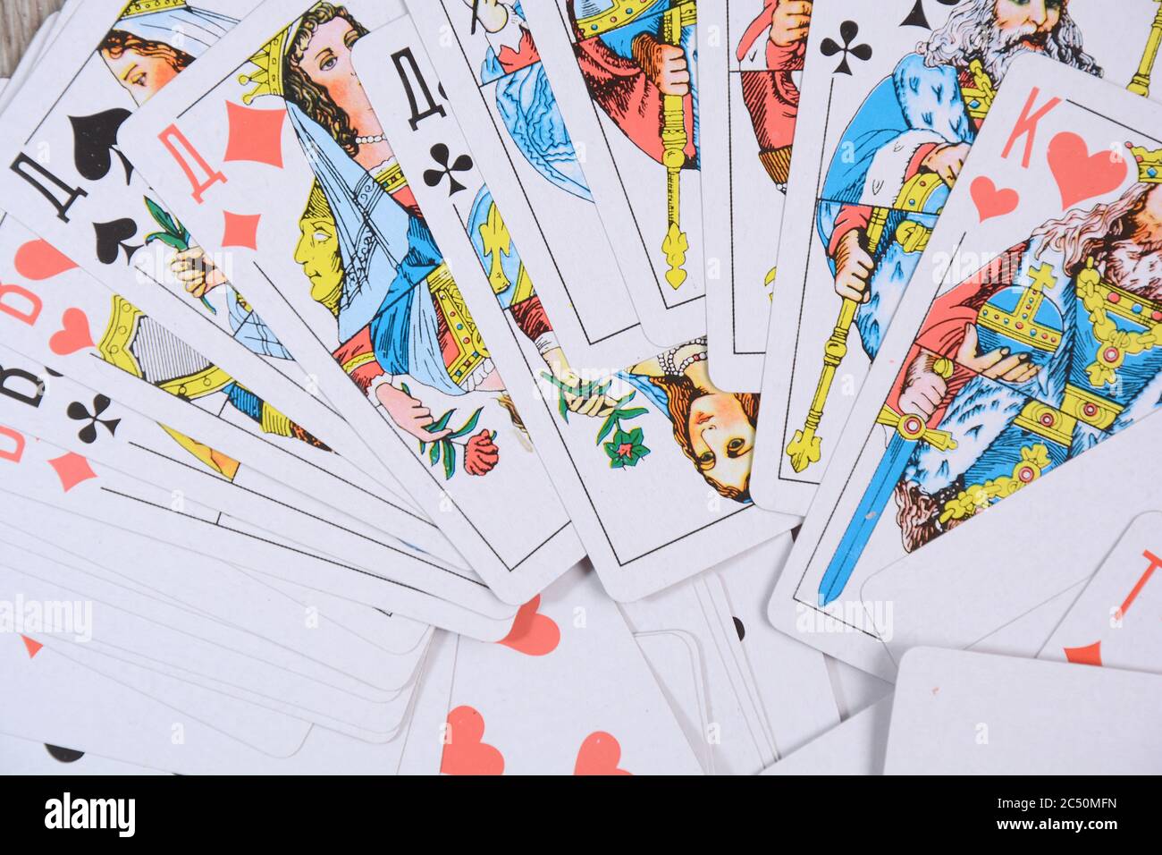 Playing cards set close up. Lot of old playing cards Stock Photo - Alamy