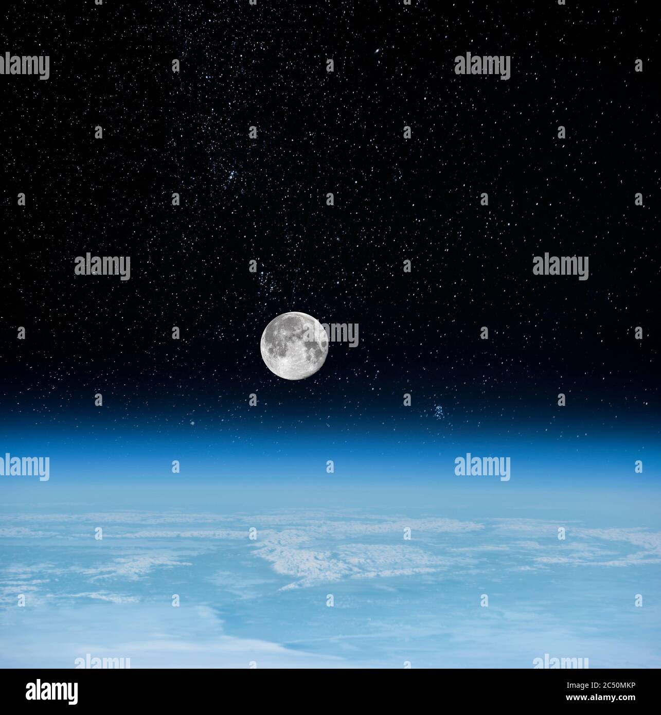 View of Moonset. Moon and the earth's atmosphere view from space ...