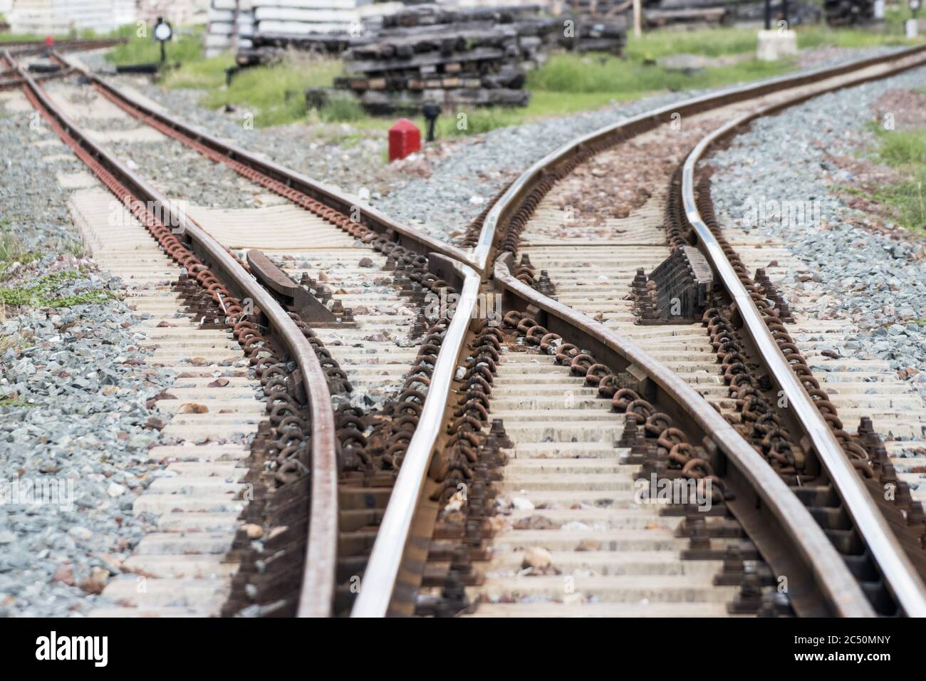 Iron rusty Railway tracks railroad for Trains Stock Photo - Alamy