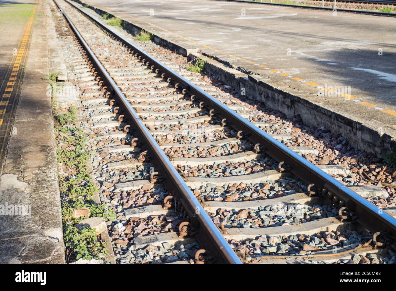 Iron rusty Railway tracks railroad for Trains Stock Photo - Alamy