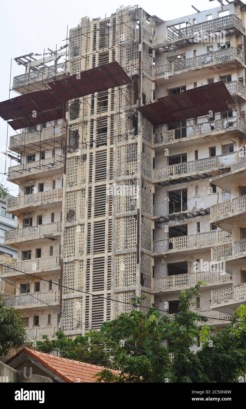 Derelict unfinished apartment block in central Dakar, Senegal Stock ...