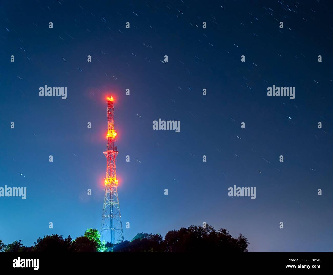 Radio Tower At Night