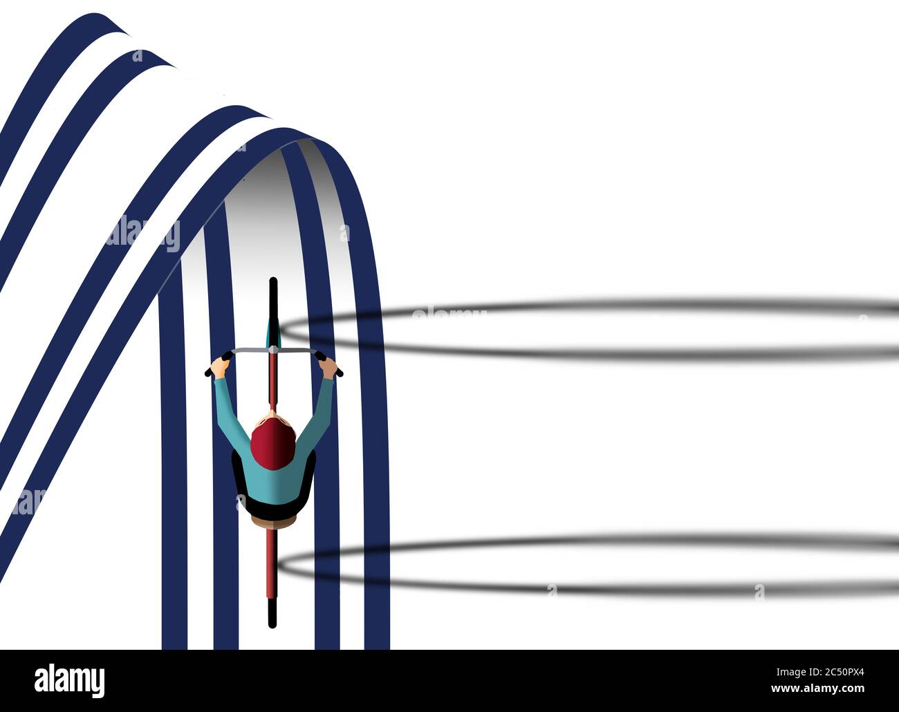 A bike rider seen from overhead enters a loop in a bike lane as ...