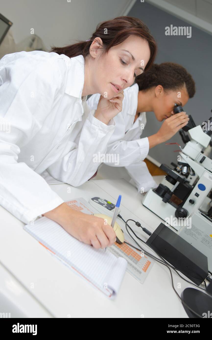 female doctor writing notes at a lab Stock Photo - Alamy
