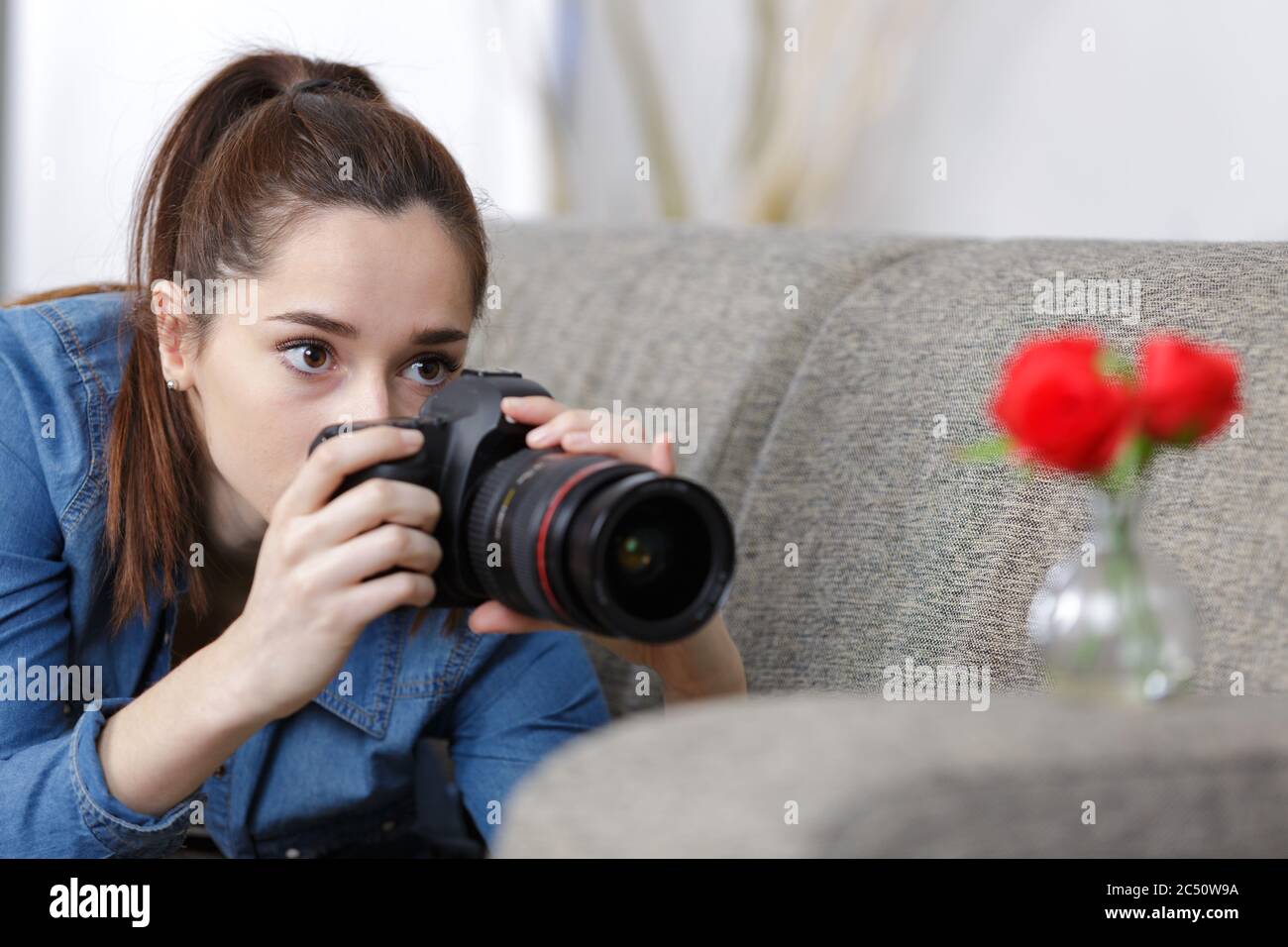 beautiful woman taking a photo Stock Photo - Alamy