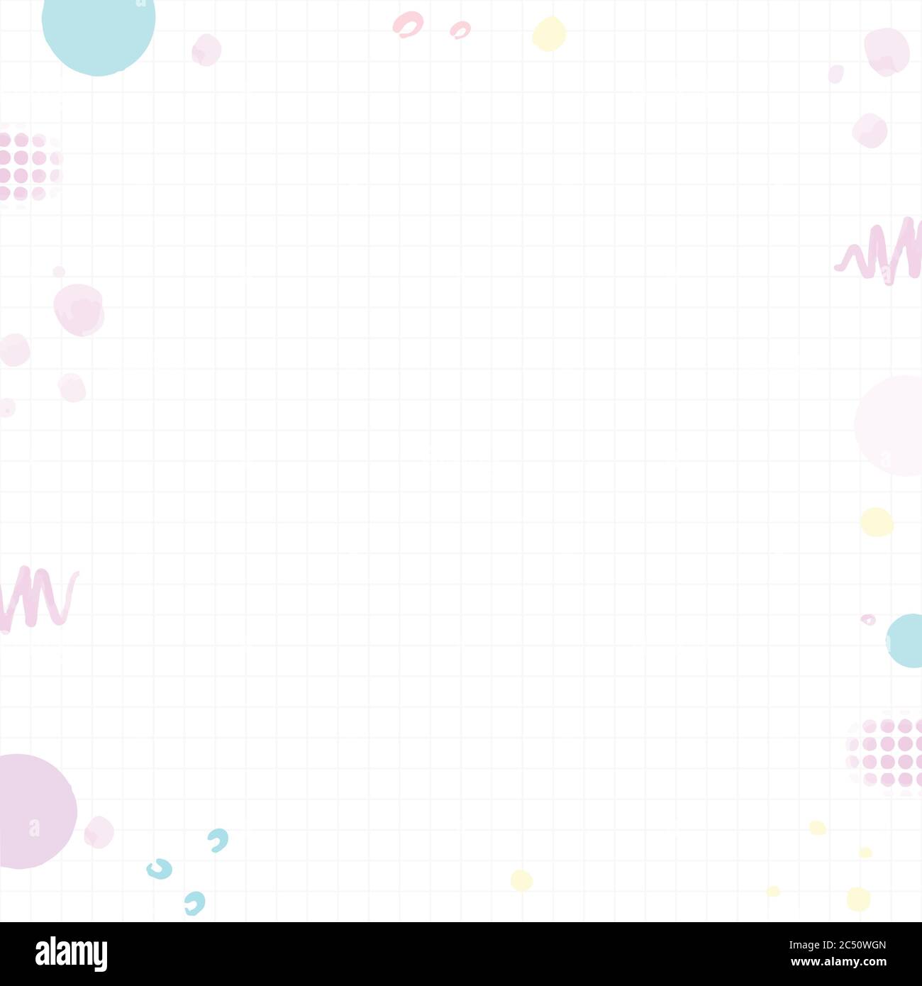 Abstract grid white background with hand draw watercolor random shape ...