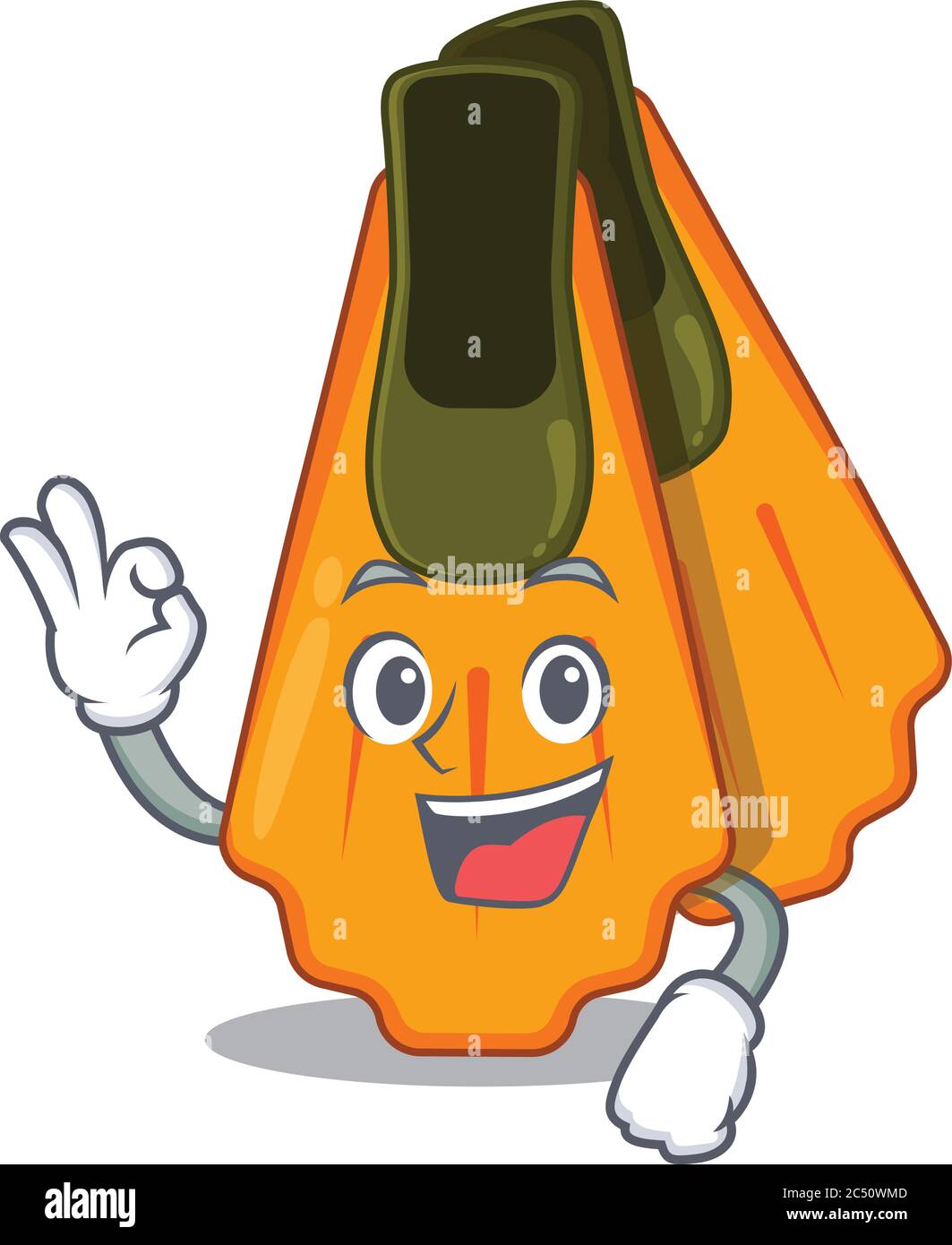 Swim fins cartoon mascot design with Okay finger poses Stock Vector ...