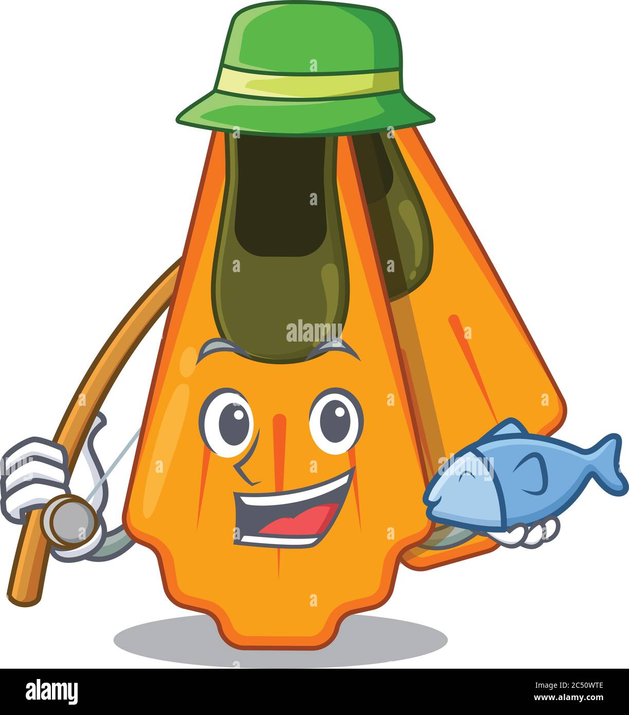 Cartoon design style of swim fins ready goes to fishing Stock Vector ...