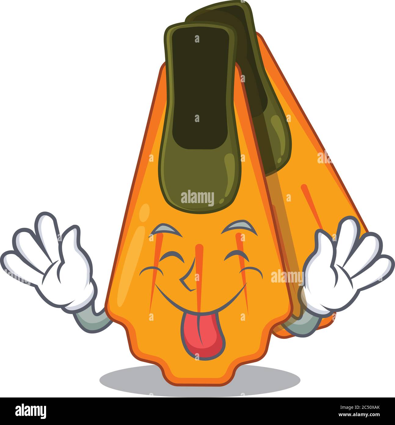 amusing swim fins cartoon picture style with tongue out face Stock ...