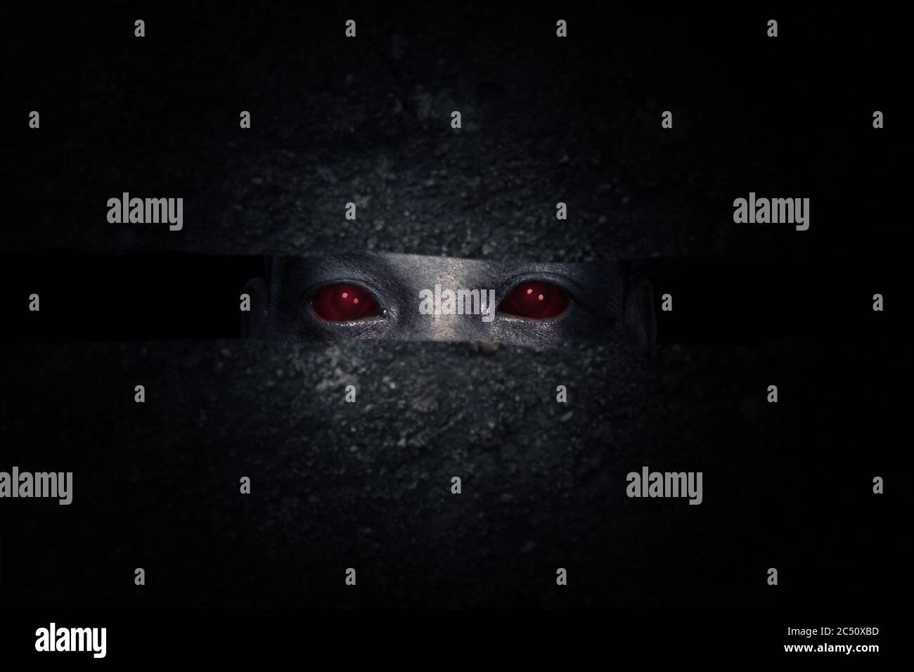 Scary zombie hiding behind the wall with dark background Stock Photo ...