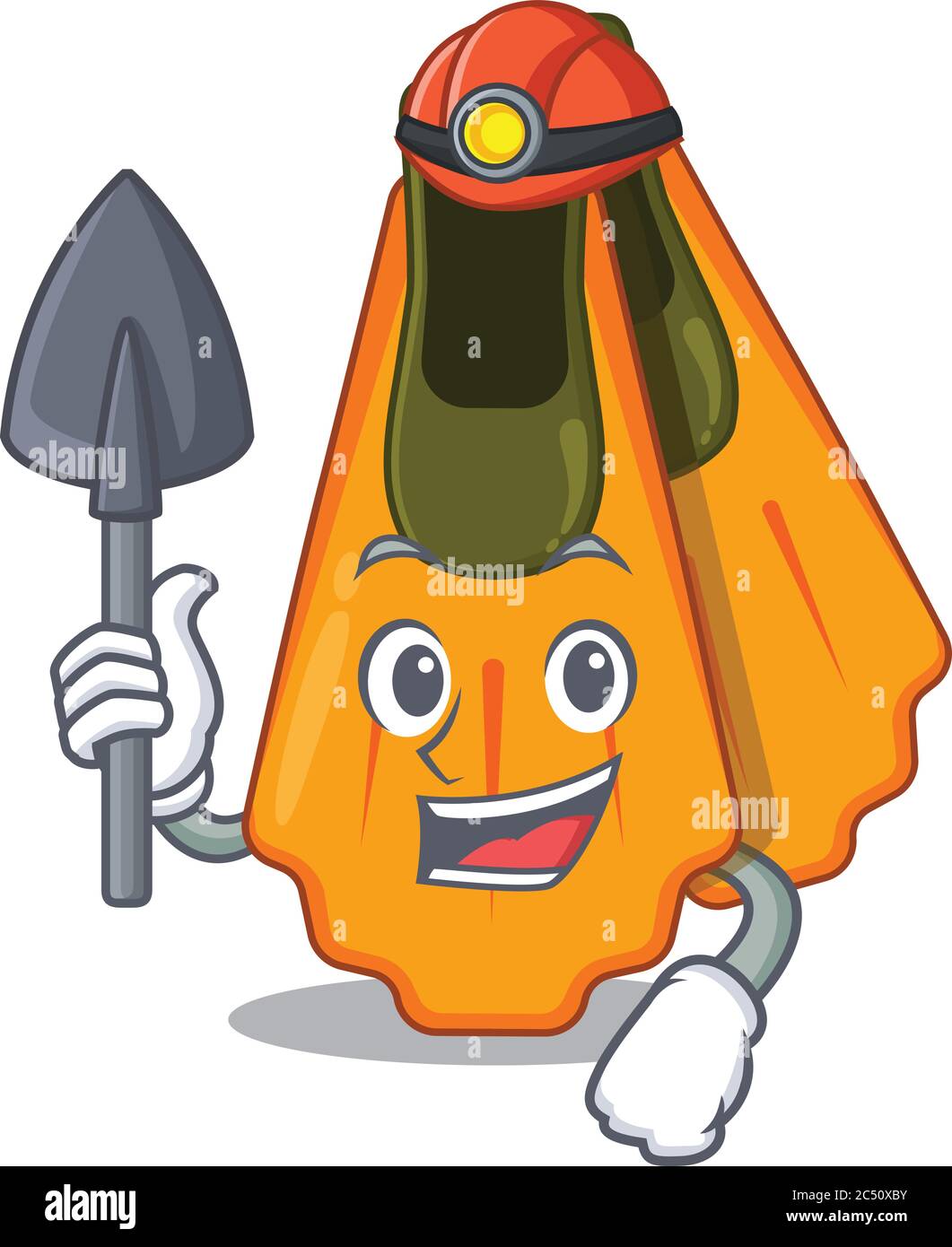 Swim fins cartoon image design as a miner with tool and helmet Stock ...