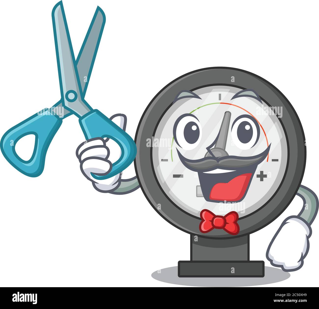 Pressure gauge talented barber cartoon character design working in the ...