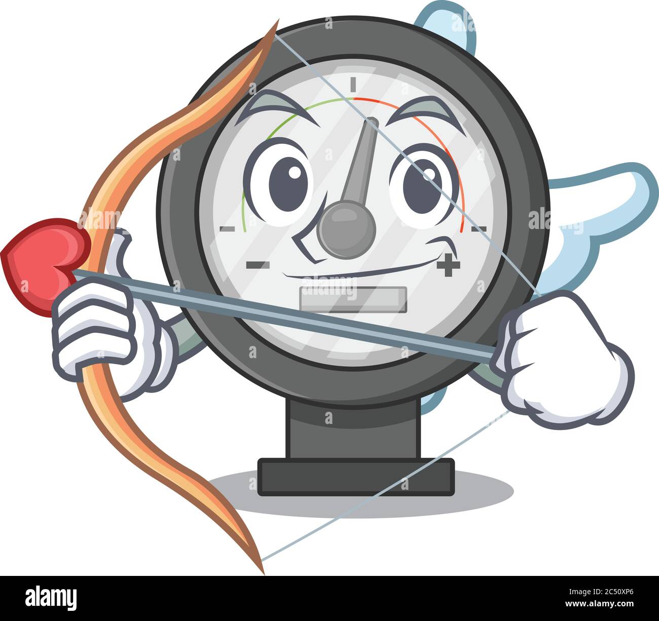 A lovable pressure gauge as a romantic cupid cartoon picture with arrow ...