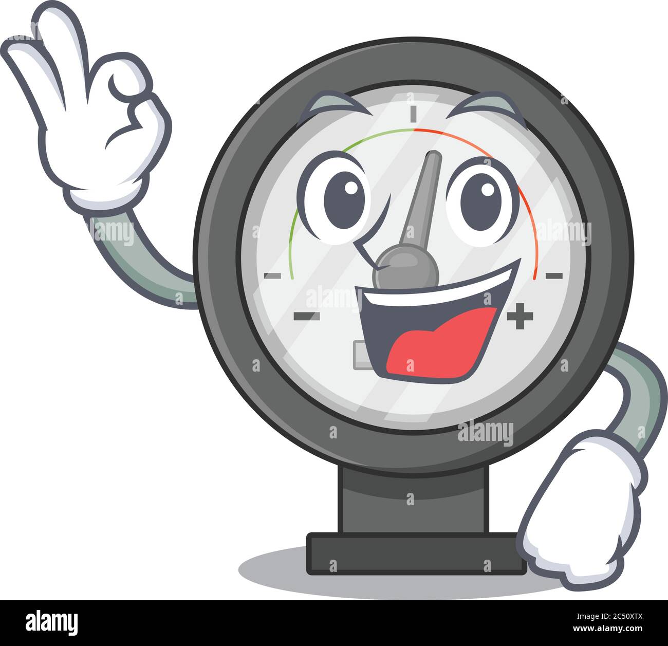 Pressure gauge cartoon mascot design with Okay finger poses Stock ...