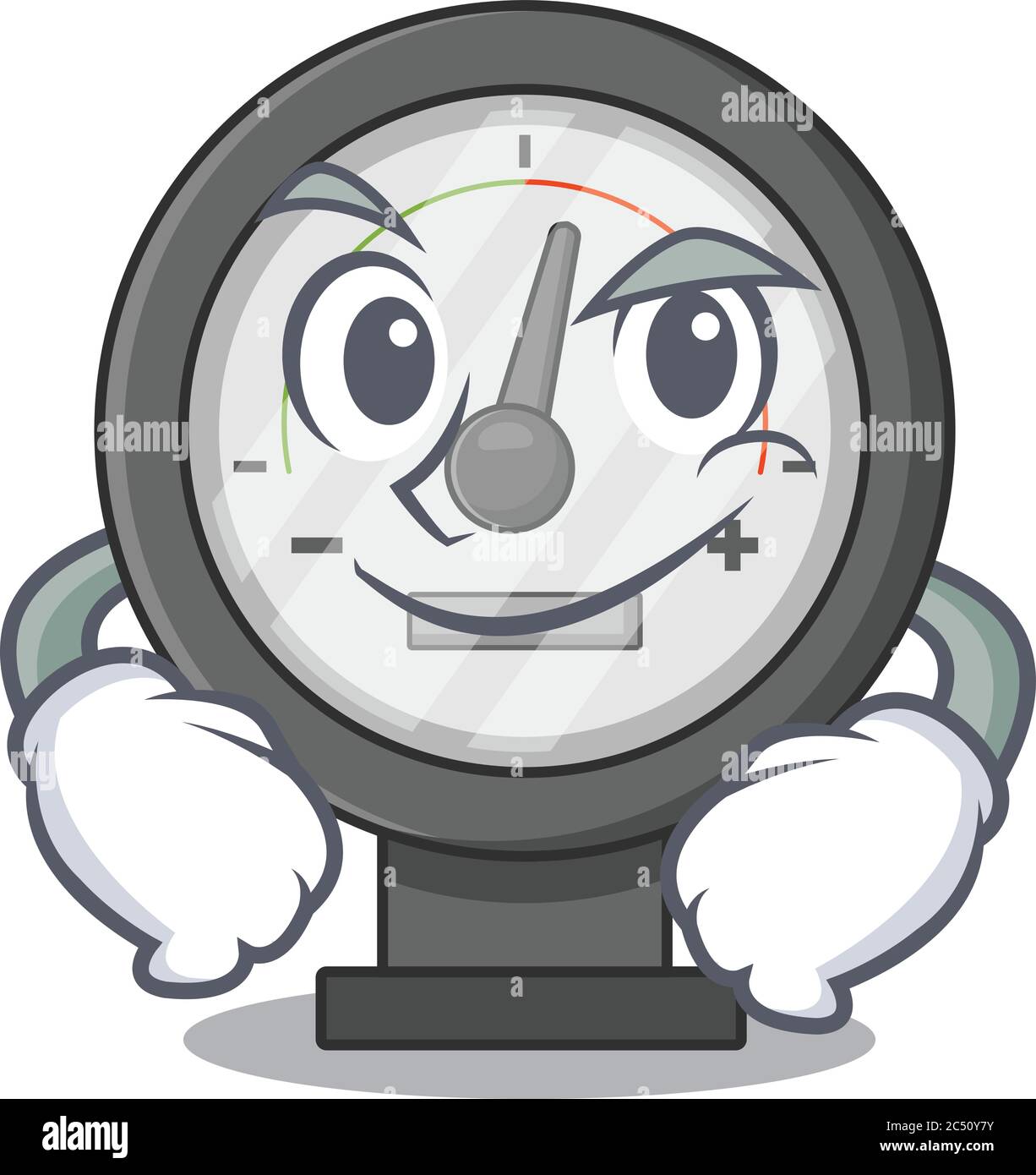A cute caricature picture of pressure gauge having confident gesture ...
