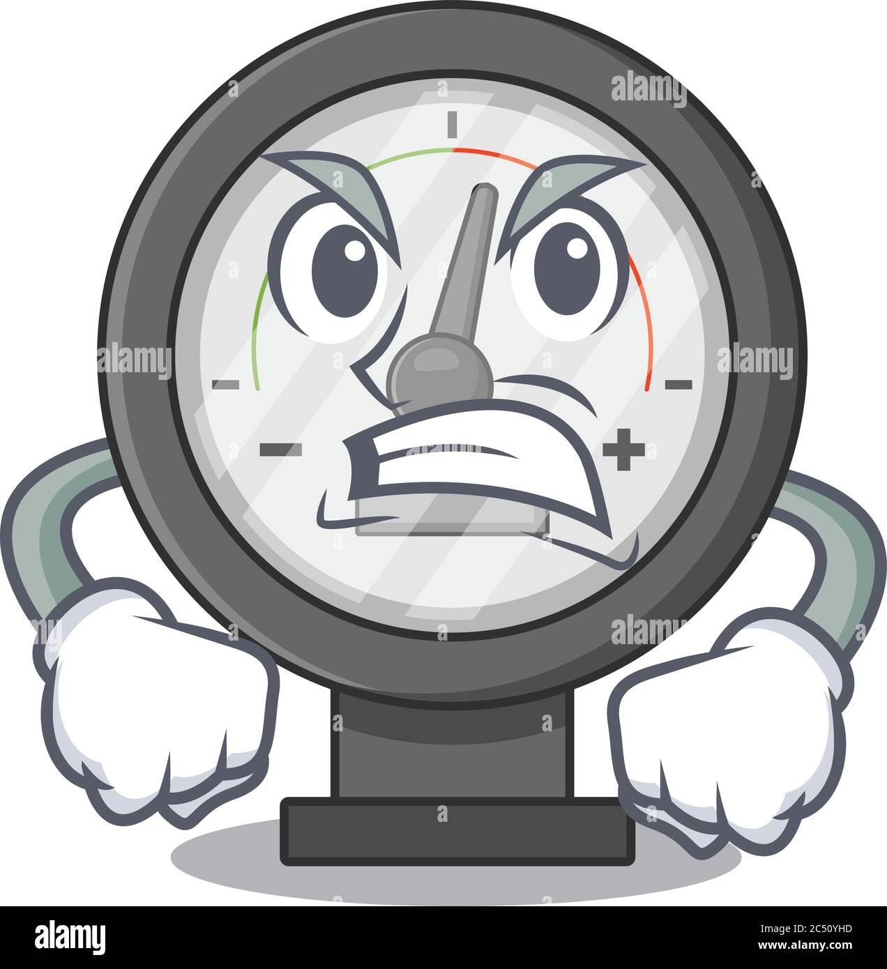 A cartoon picture style of pressure gauge having a mad face Stock ...