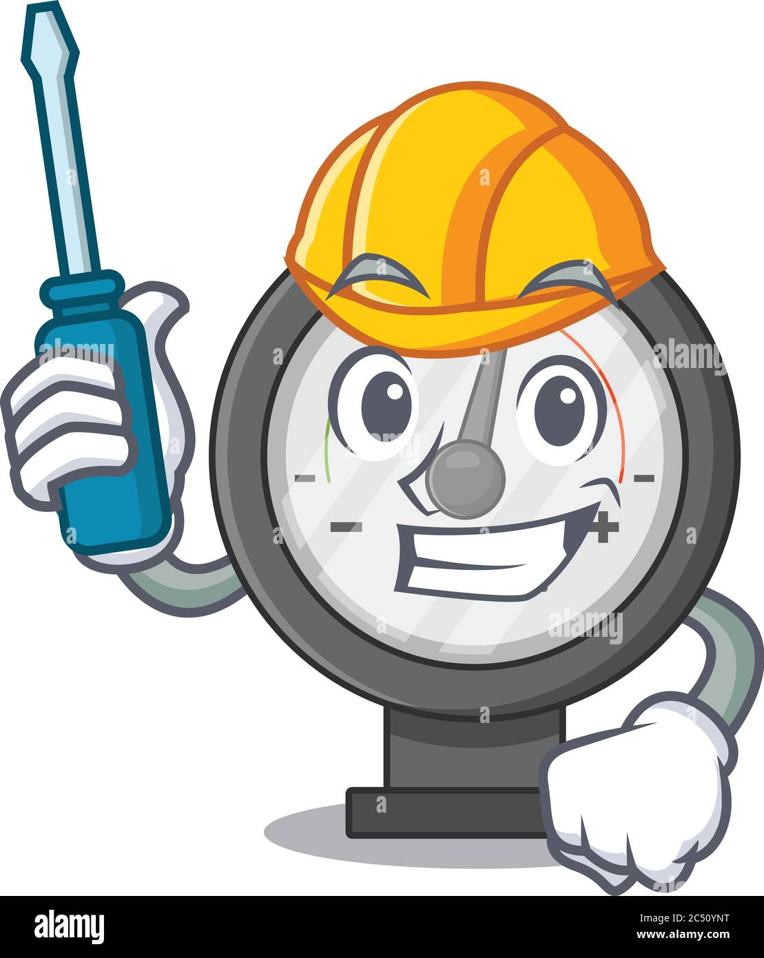 caricature design style of pressure gauge worked as an automotive Stock ...