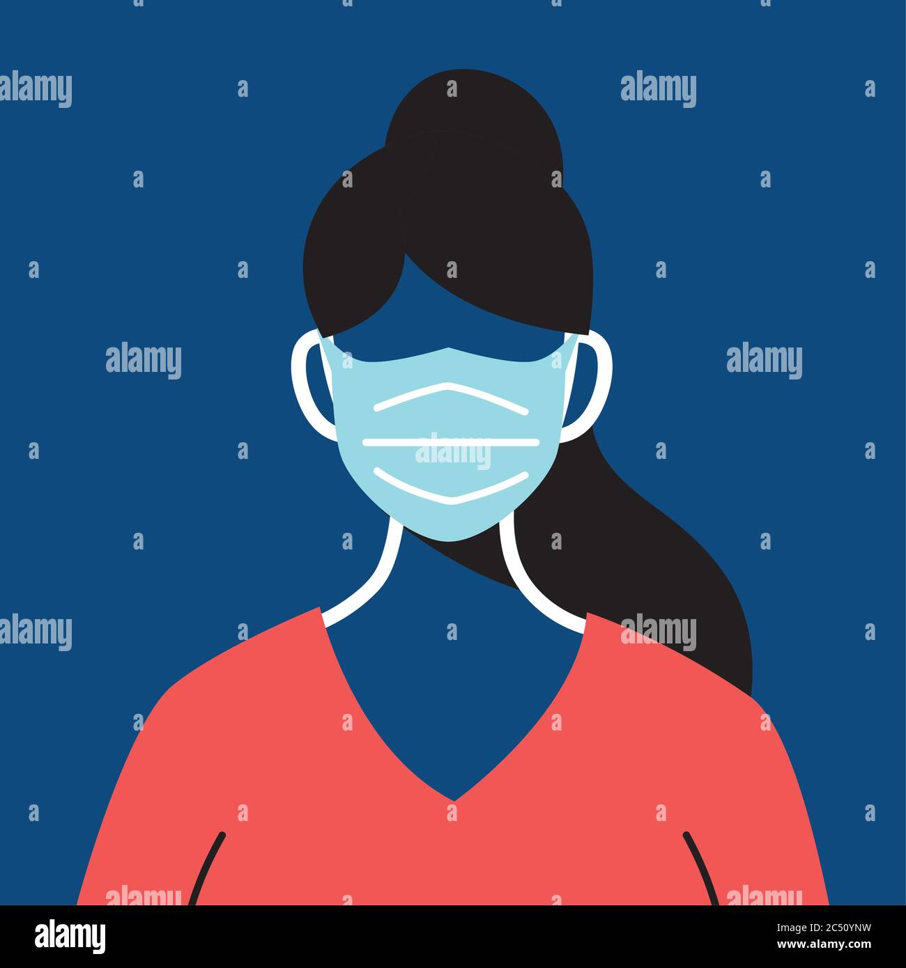female nurse with mask and uniform design of medical care and covid 19 ...