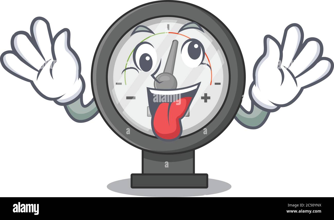 A mascot design of pressure gauge having a funny crazy face Stock ...