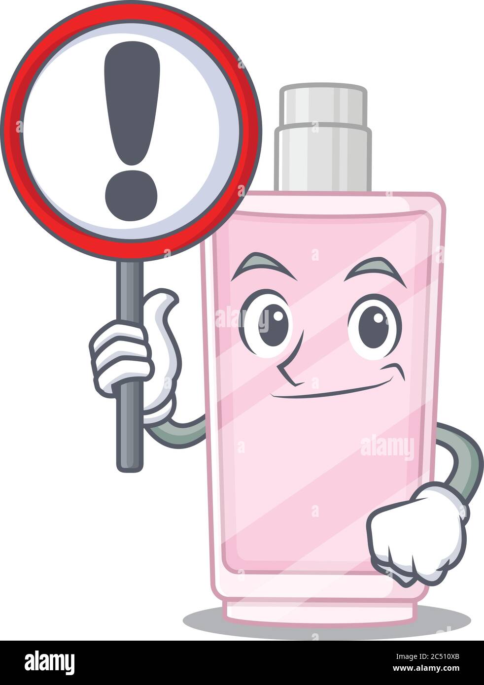 A cartoon icon of perfume with a exclamation sign board Stock Vector ...