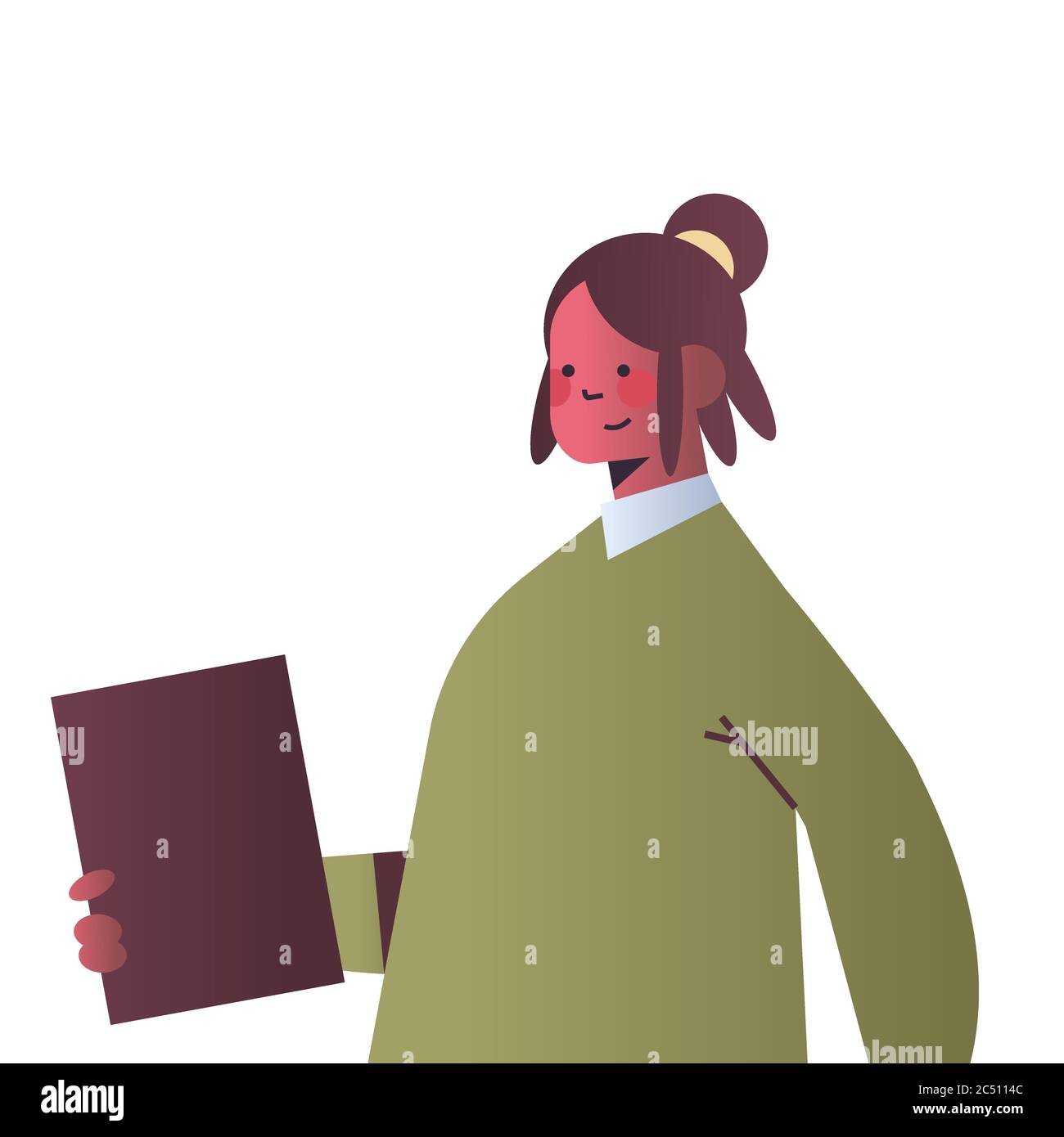 happy businesswoman holding folder attractive business woman office ...