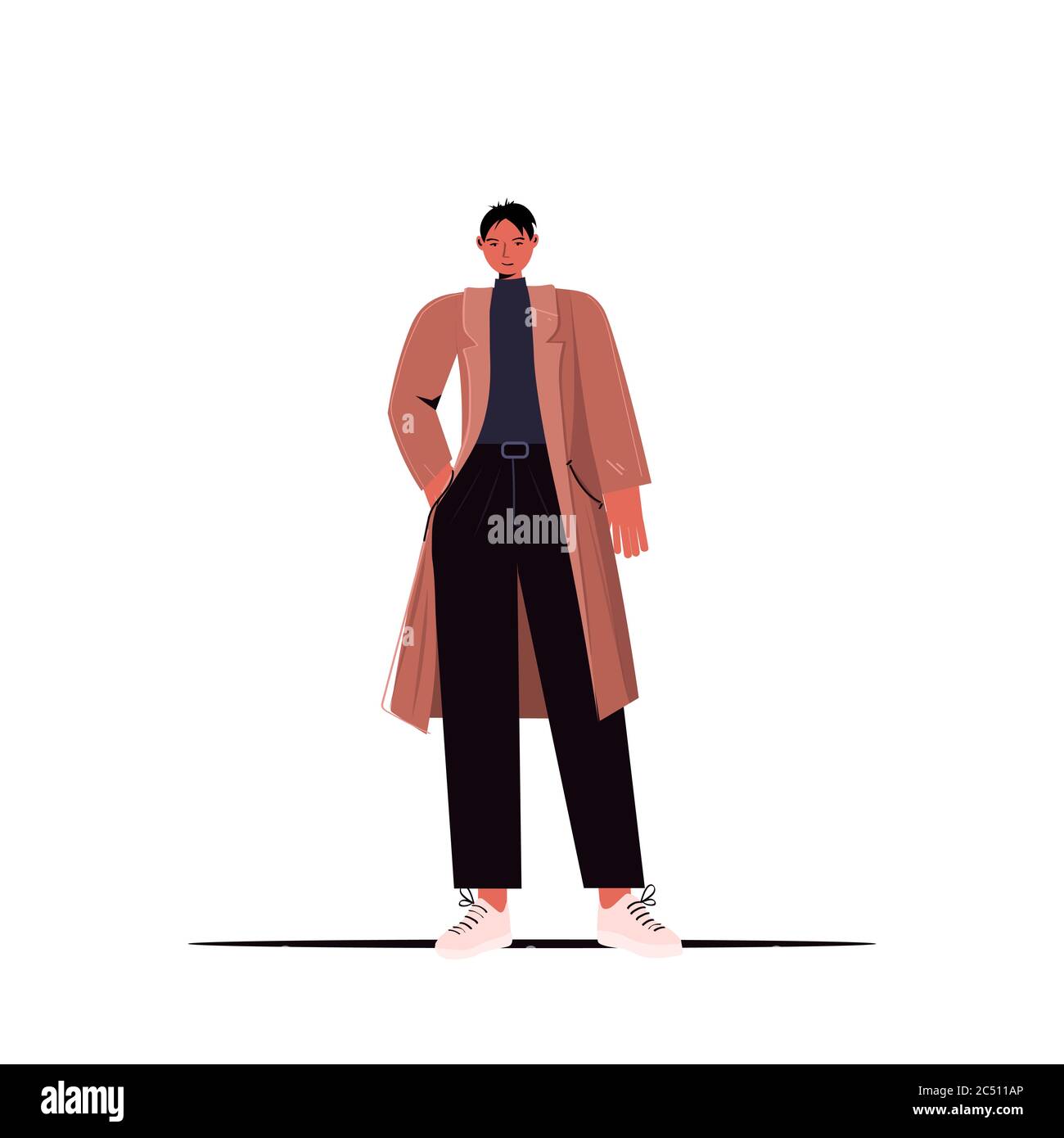 young man in casual trendy clothes male cartoon character standing pose ...