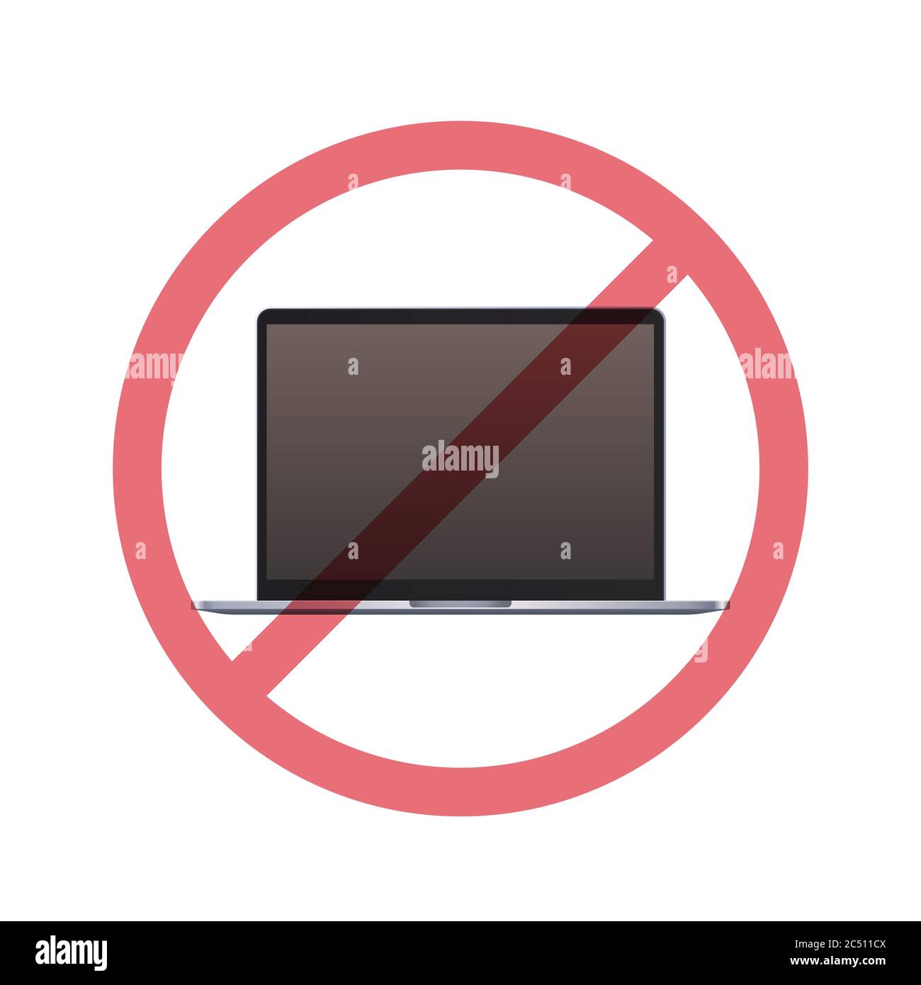 laptop in prohibition sign digital detox concept do not use computer ...