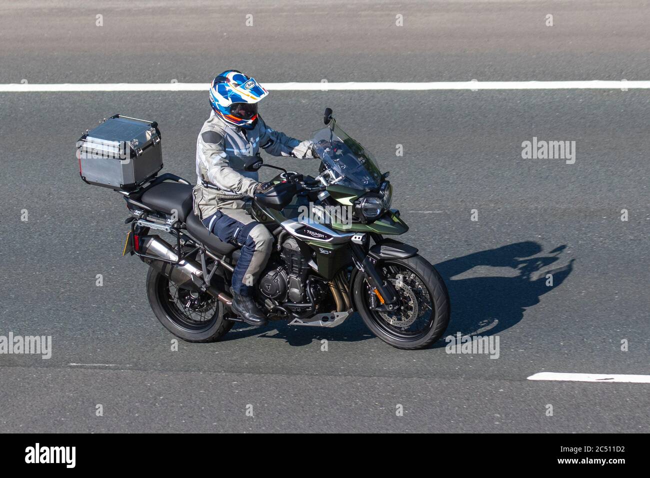 Triumph Tiger Motorbike rider; two wheeled transport, motorcycles ...