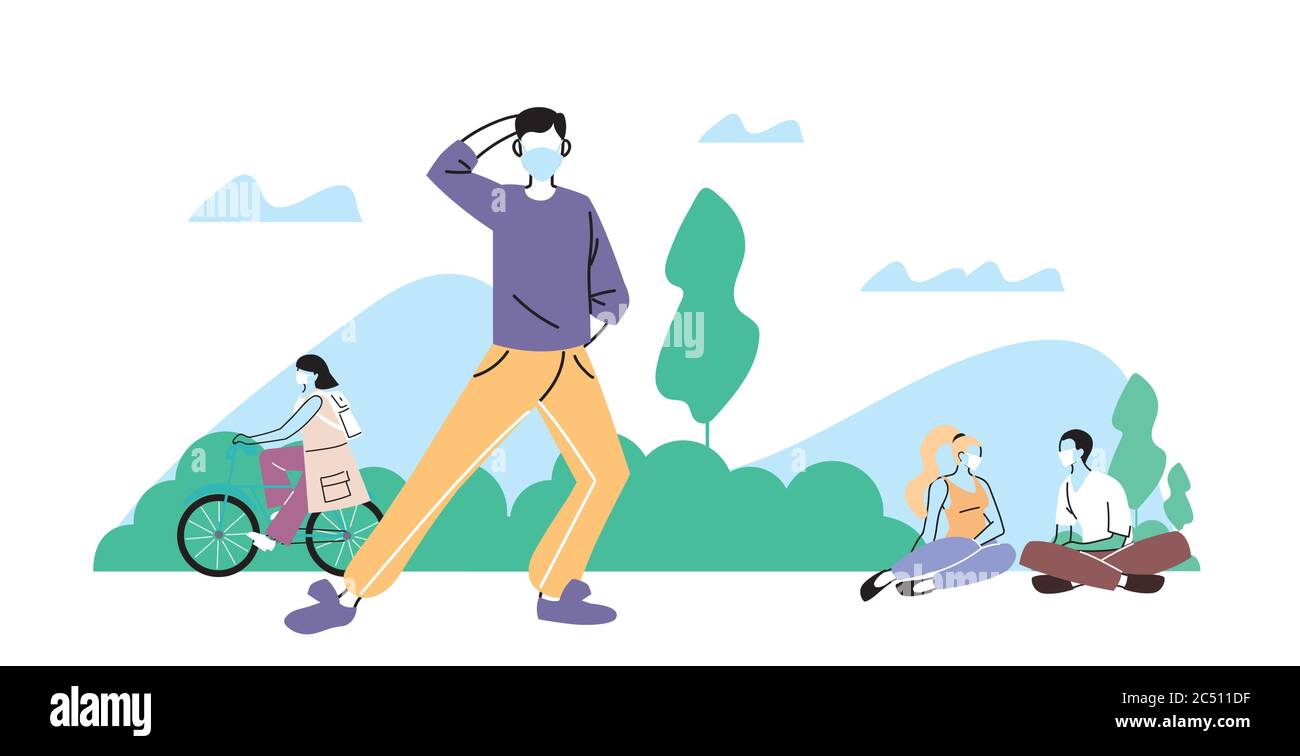 young people doing physical activity outdoors at the park, healthy ...