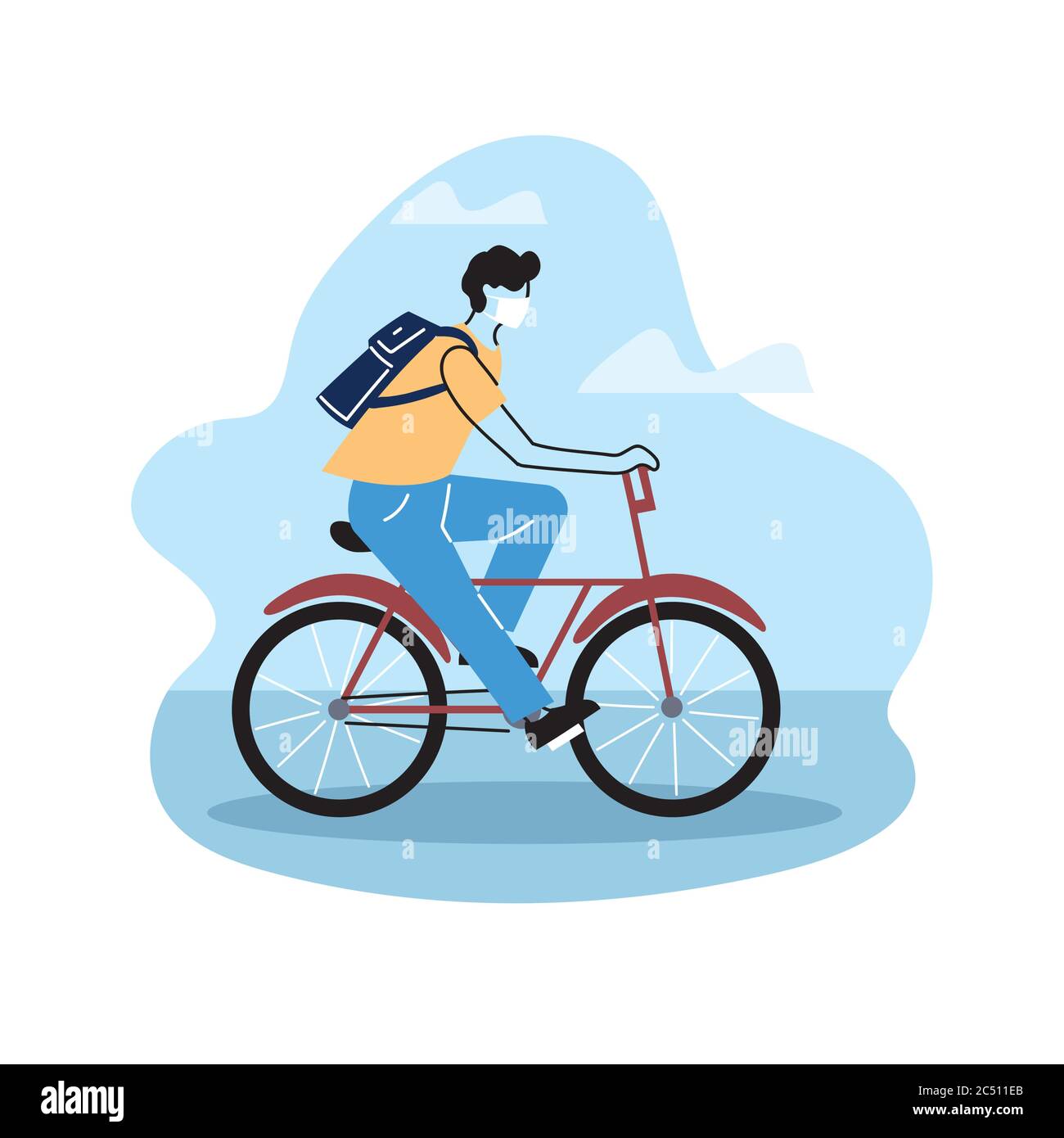 man avatar on bicycle, riding bike vector illustration design Stock ...