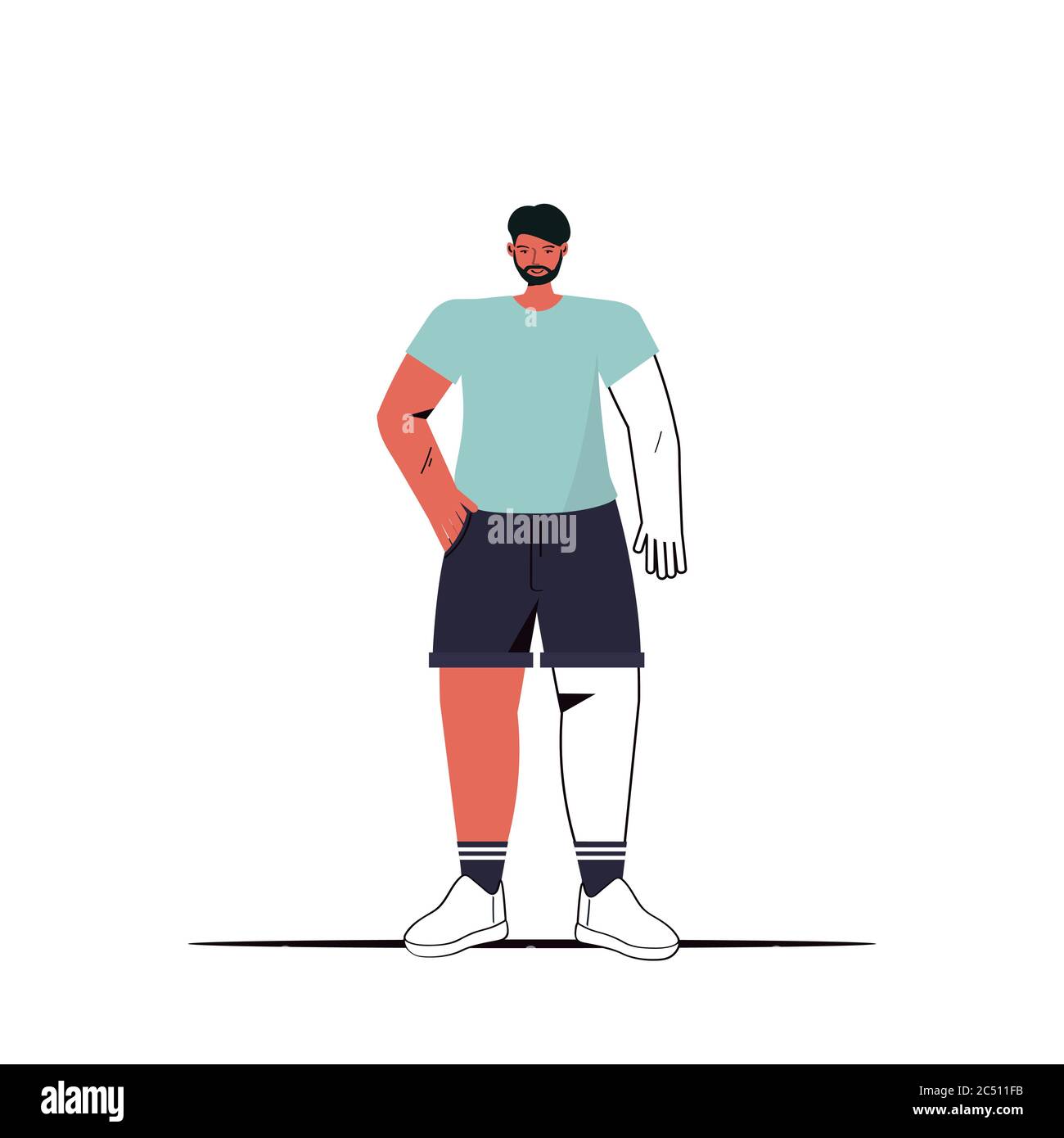 young man in casual trendy clothes male cartoon character standing pose ...
