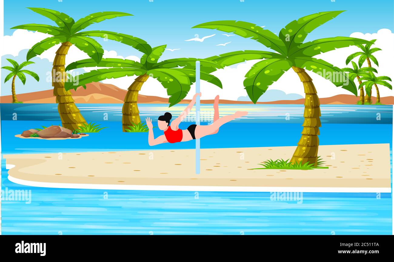 Pretty girls on beach Stock Vector Images - Alamy