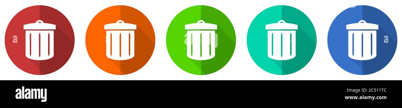Recycle icon set, red, blue, green and orange flat design web buttons ...
