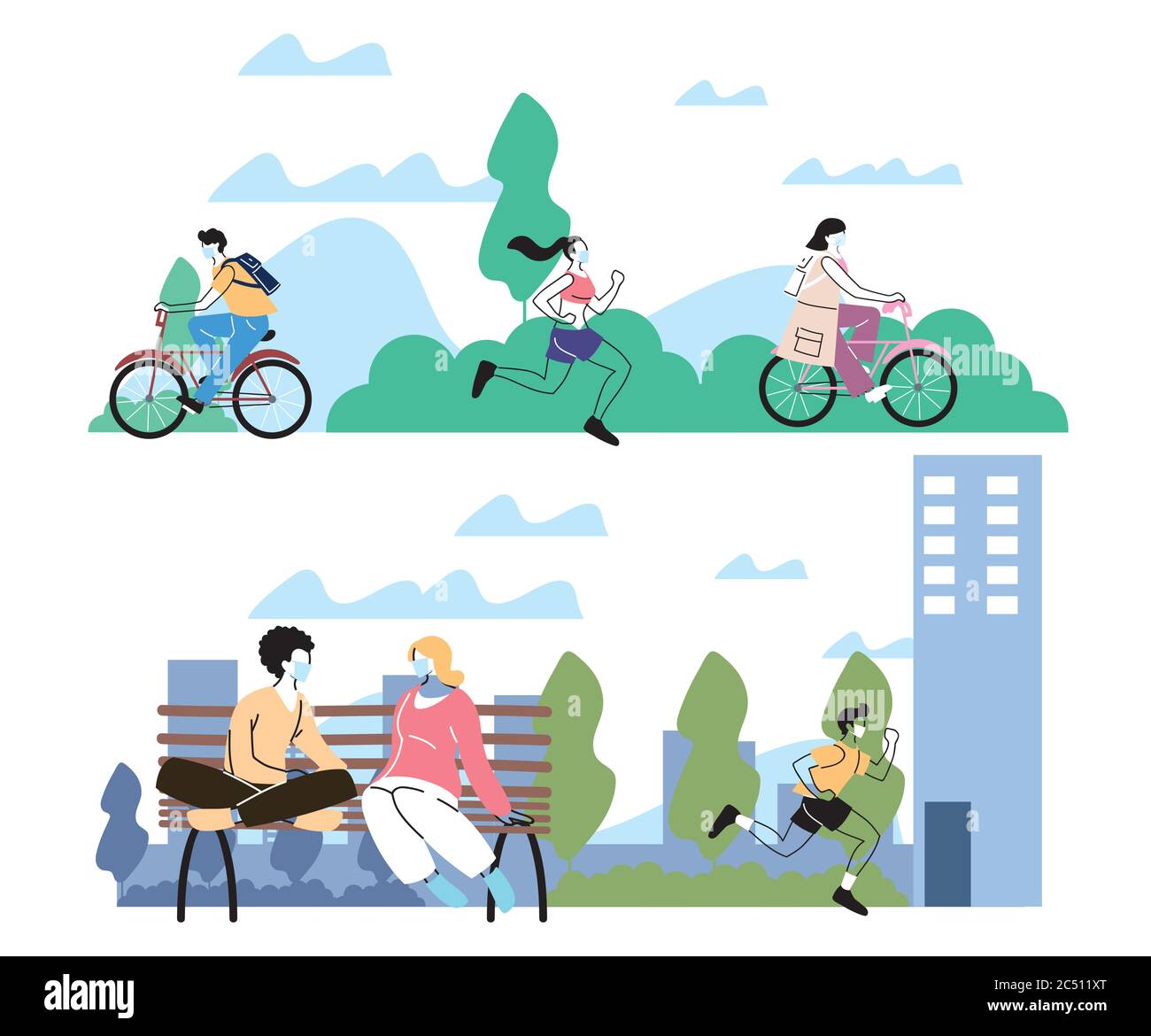 poster people doing physical activity outdoors at the park vector ...