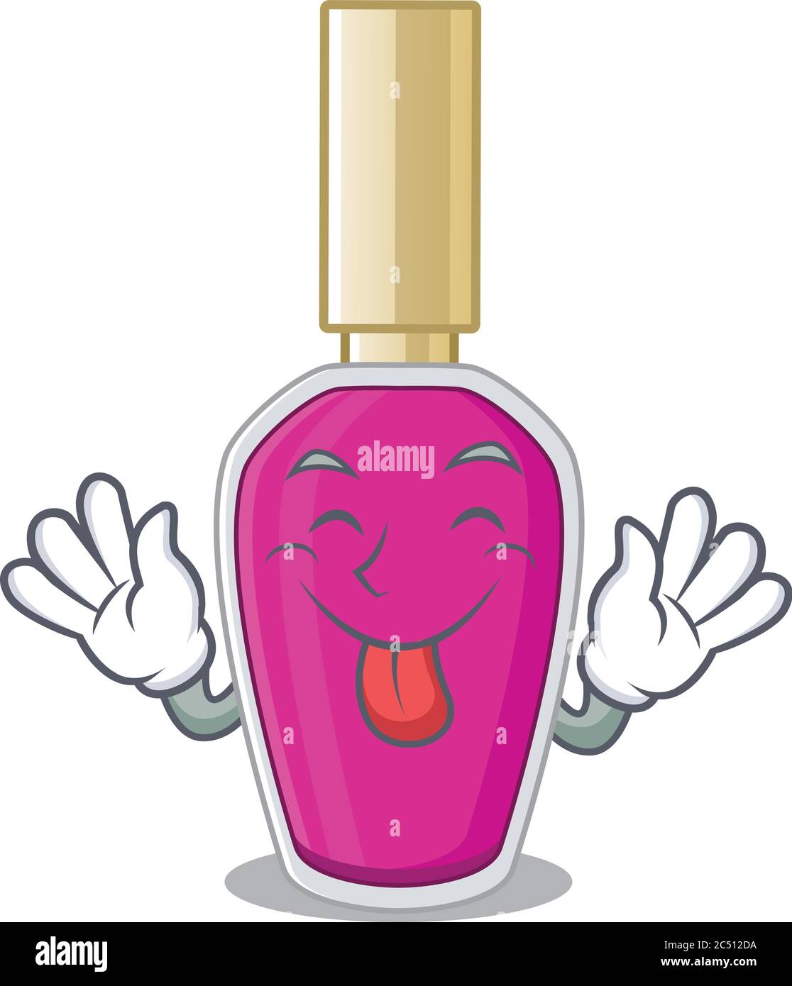 amusing pink nail polish cartoon picture style with tongue out face ...