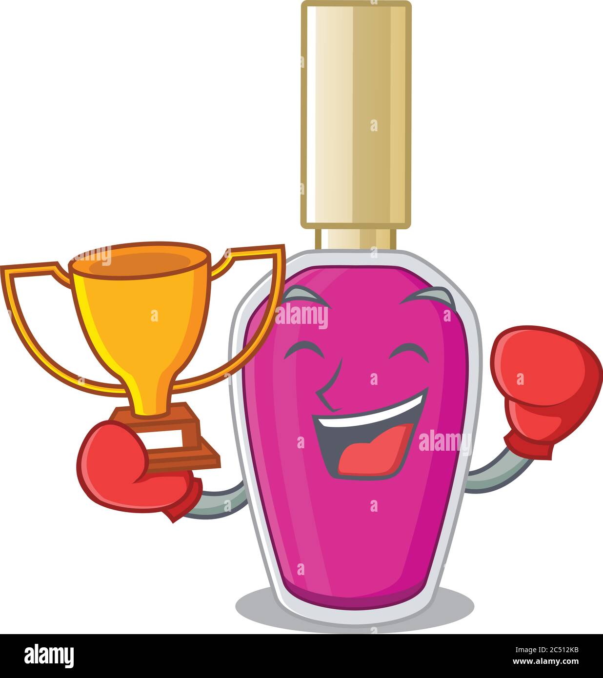 Fabulous boxing winner of pink nail polish caricature design style ...