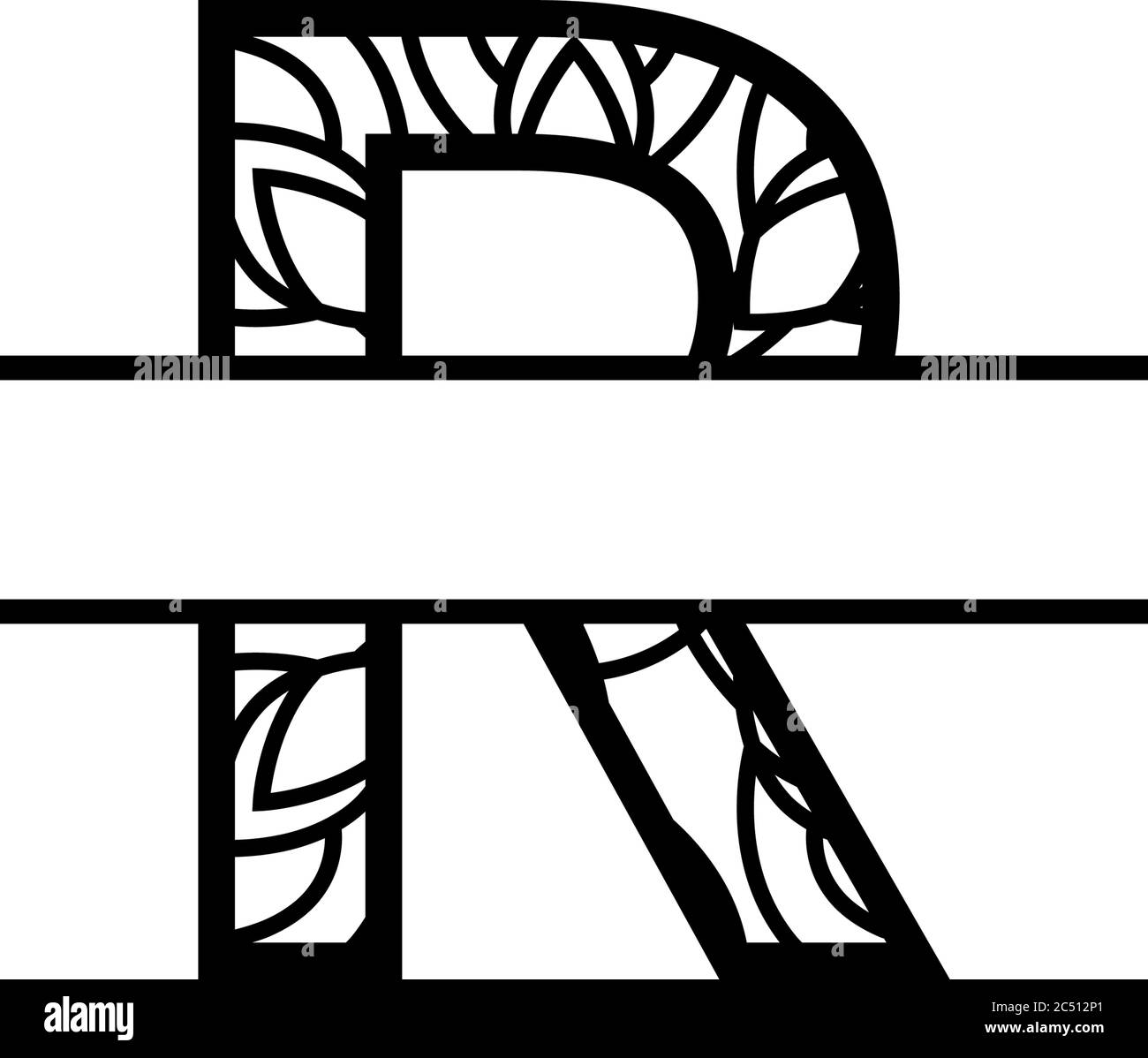 Initial r split monogram mandala vector design template illustration ...