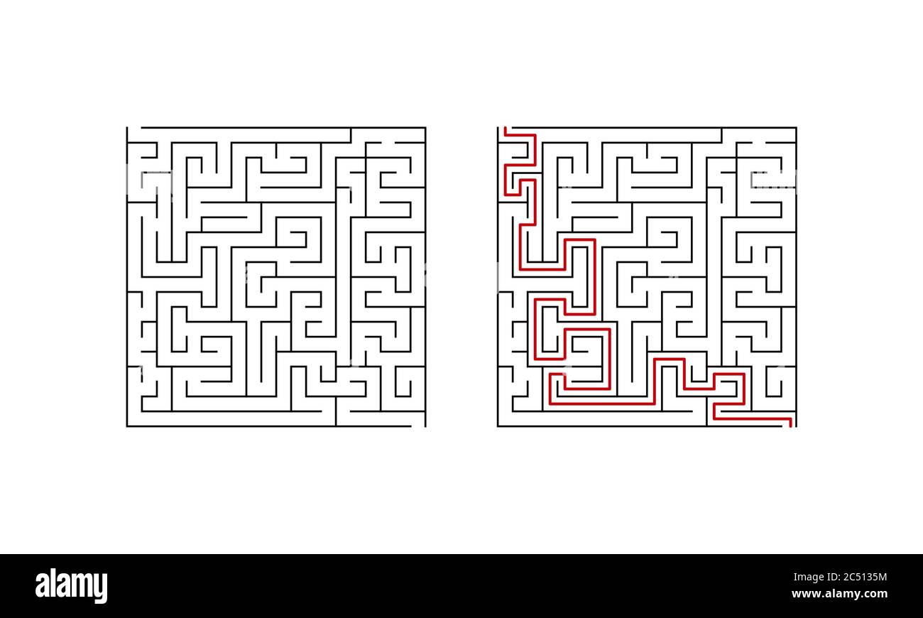 Labyrinth maze game for children. Simple puzzle with solutionisolated ...