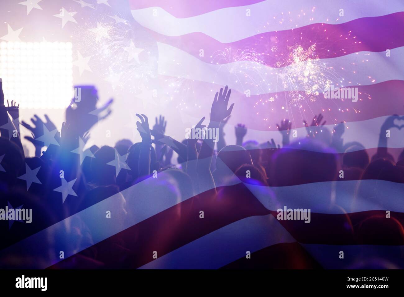 Crowd of people celebrating Independence Day. United States of America ...