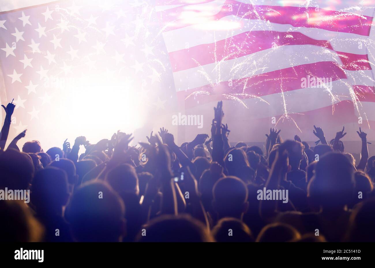 Crowd of people celebrating Independence Day. United States of America ...
