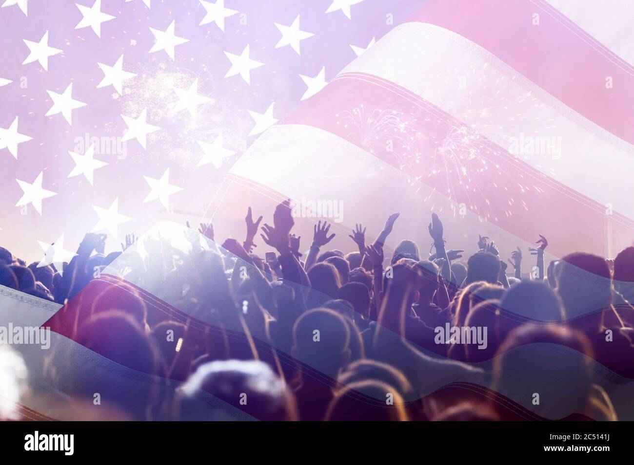 Crowd of people celebrating Independence Day. United States of America ...