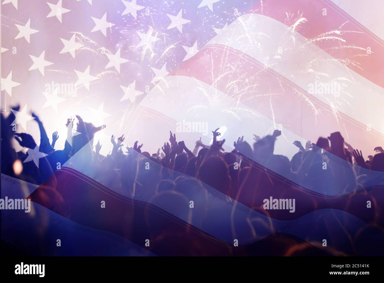 Crowd of people celebrating Independence Day. United States of America ...