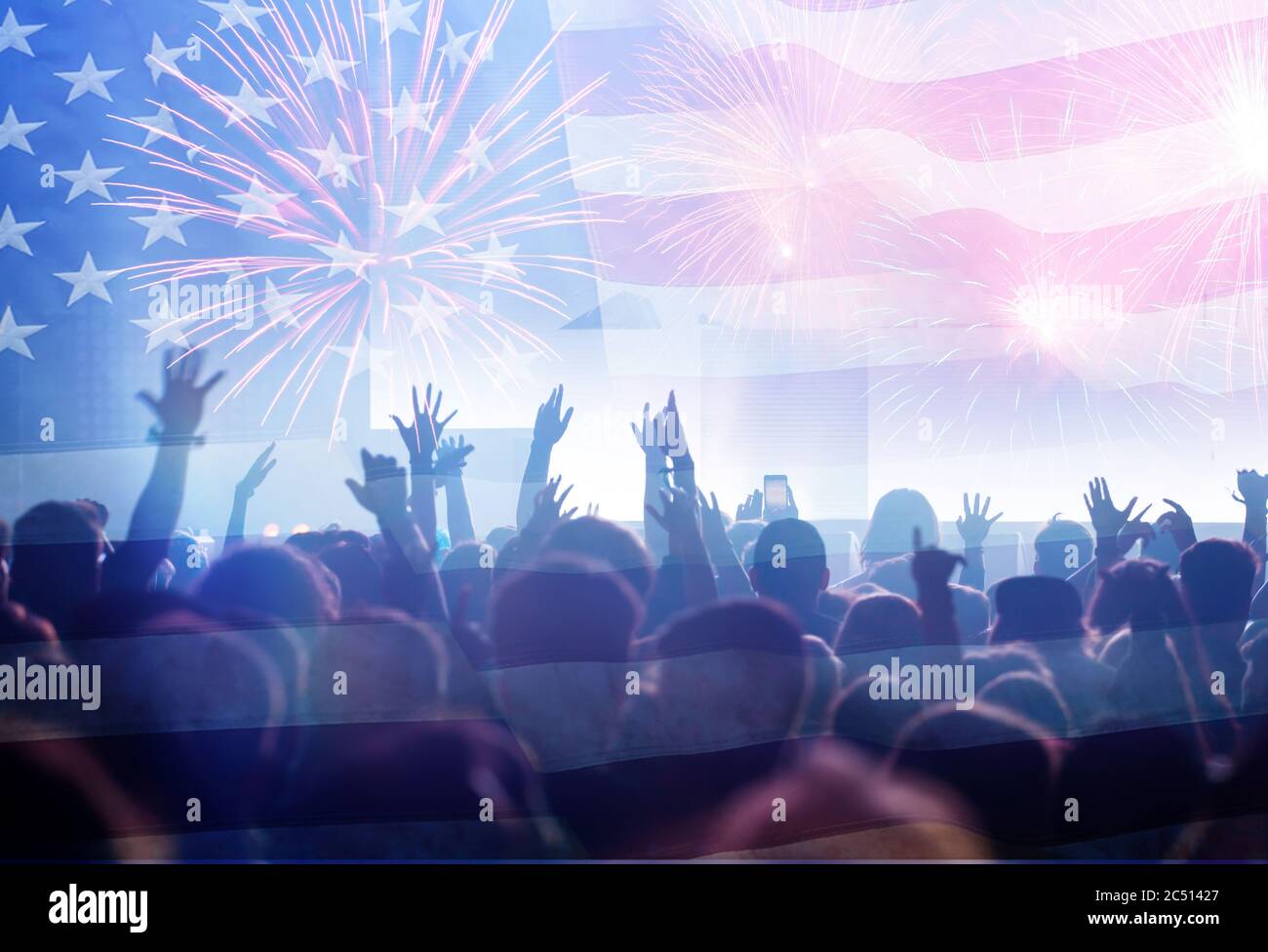 Crowd of people celebrating Independence Day. United States of America ...