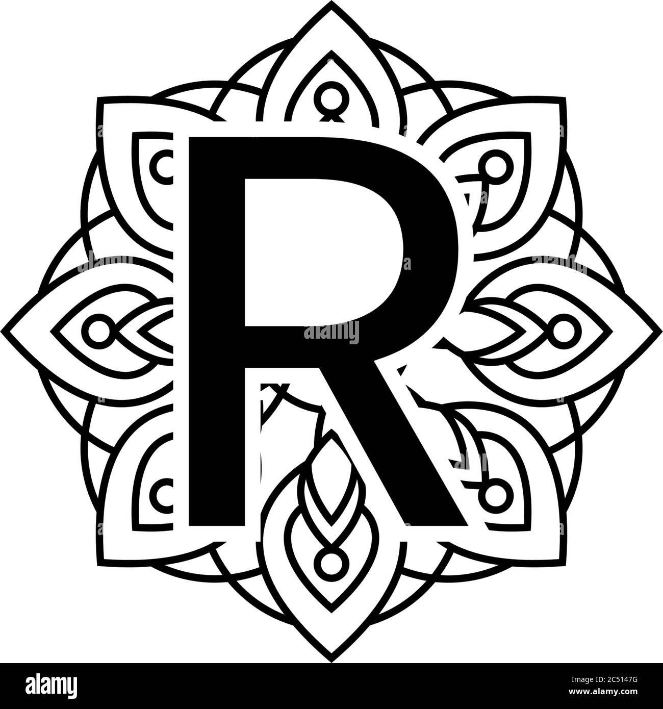 Letter r black flower alphabet hi-res stock photography and images - Alamy