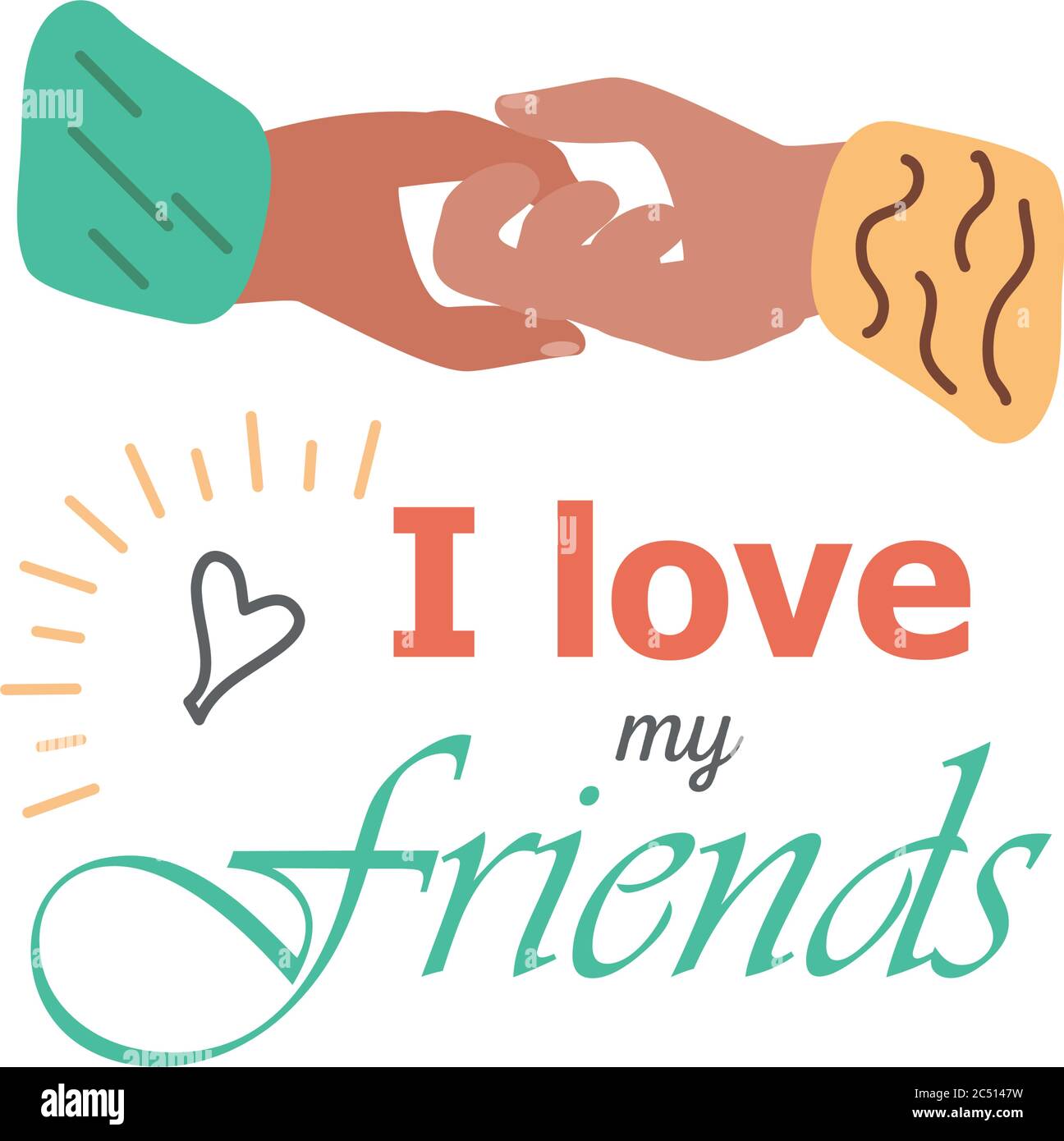 i love my friends with handshake detailed style icon design of ...